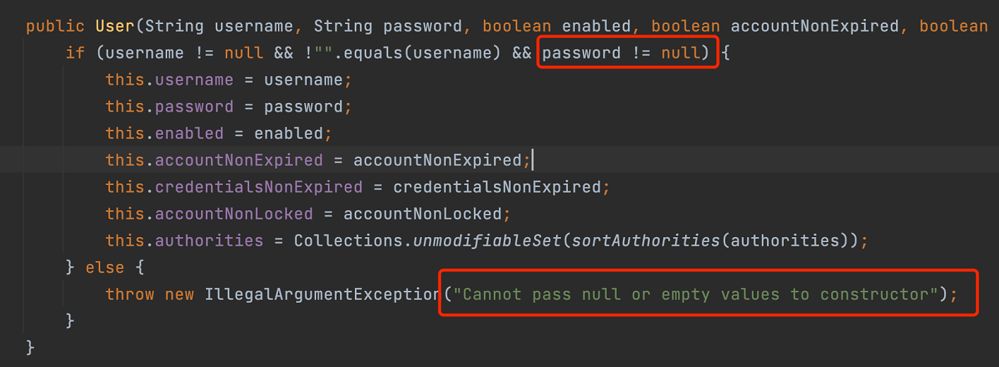  security java lang IllegalArgumentException Cannot Pass Null Or 