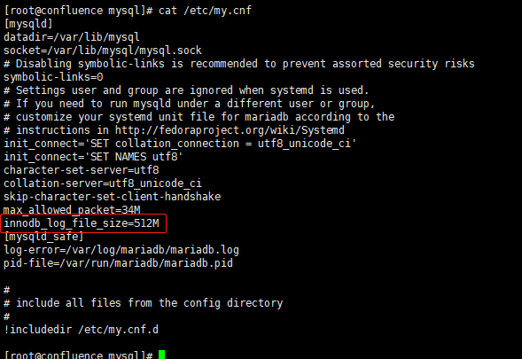 Confulence InnoDB Innodb log file size 