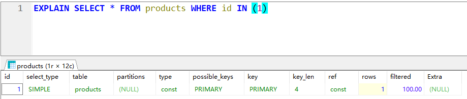 MYSQL IN 