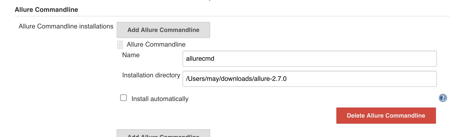 Mac Jenkins allure Commandline Is Not A Directory On The Jenkins 