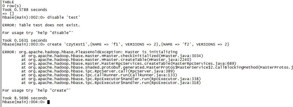 Hbase建表报错error Org Apache Hadoop Hbase Pleaseholdexception Master Is Initializing 忆云竹