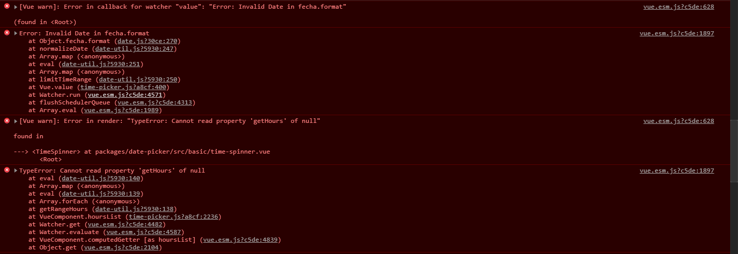 Element Ui Time Picker 坑之error In Callback For Watcher Value Error Invalid Date In Fecha