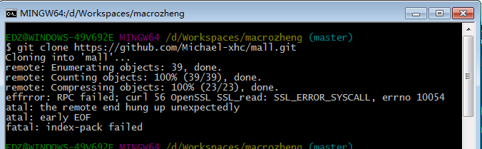 git拉取代码失败，输出提示： curl 18 transfer closed with outstanding read data remaining - 风继续吹0806 - 博客园