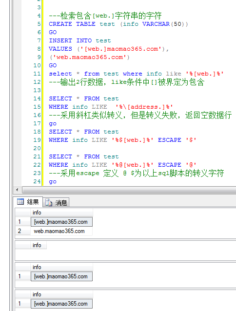 Sql Server ESCAPE ZenDei 