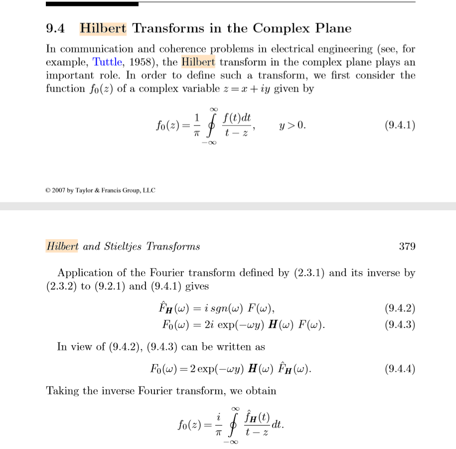 常见Hilber变换对 各种摘抄 - yhm138 - 博客园