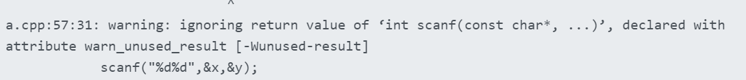 PAT之warning: ignoring return value of ‘int scanf(const char*, ...)’, declared with attribute ...
