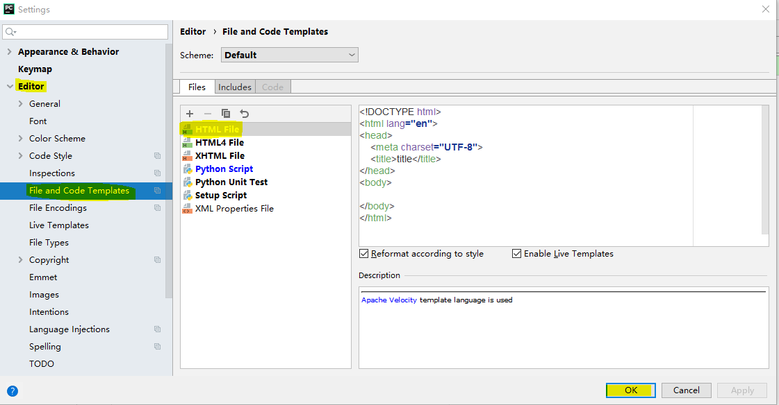 Pycharm 里设置html模板 - 晨义 - 博客园