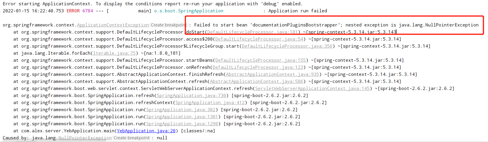 Springboot集成swagger2出现:failed To Start Bean Documentationpluginsbootstrapper Nested Exception