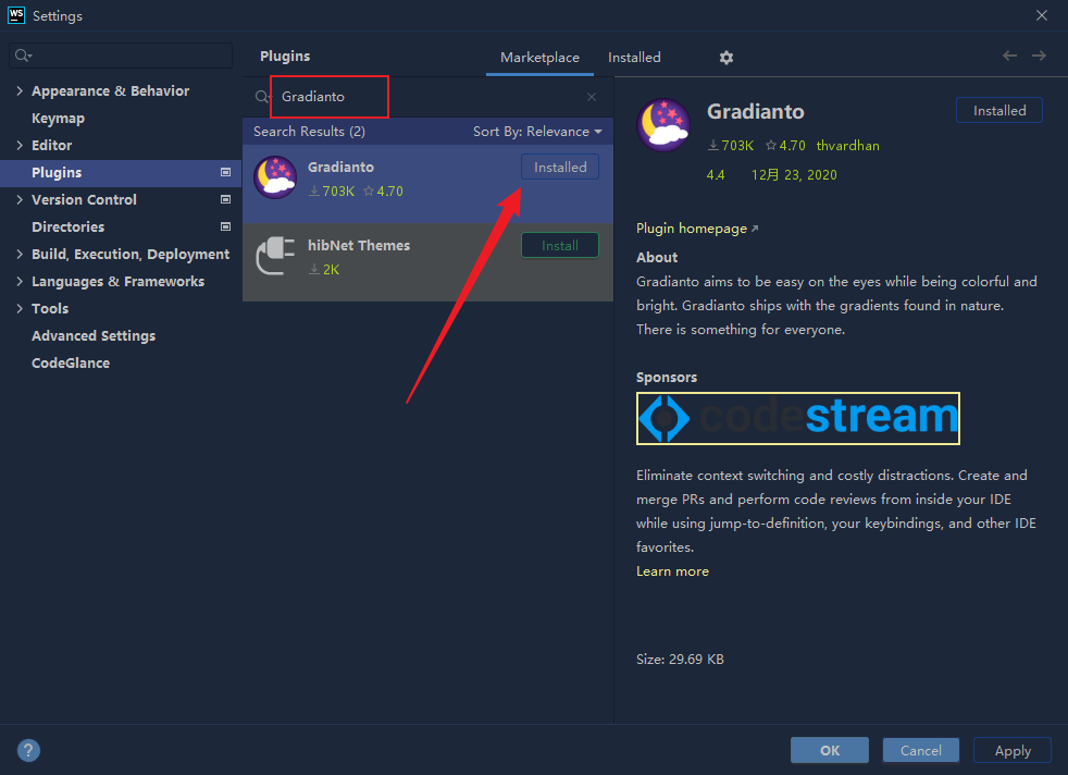 IDEA 通过Plugins安装Gradianto主题插件 - 凉城羽梦 - 博客园