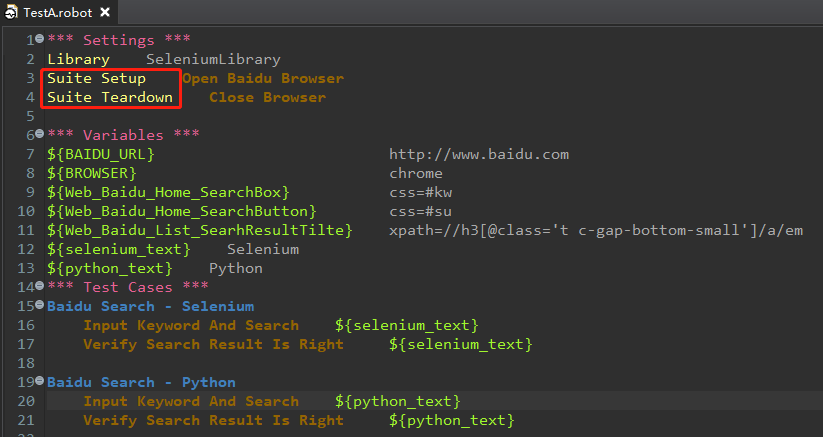 RobotFramework + Python 自动化入门 五 （Suite Setup/Teardown+Resource文件+Locator和数据封装) - qiyue1118 - 博客园