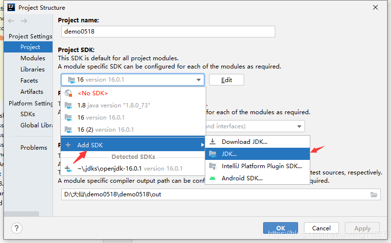 IDEA创建项目Project NO SDK 最详细解决方法 - GYTTKING - 博客园
