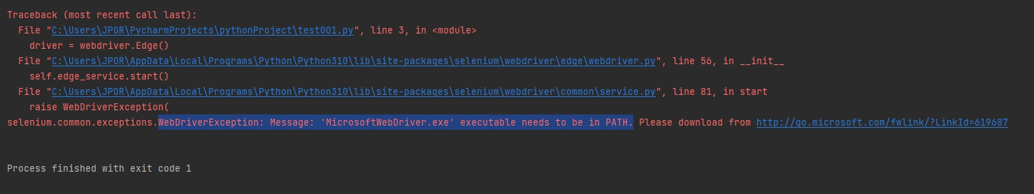 Webdriverexception Message Microsoftwebdriver Exe Executable Needs To Be In Path 蒋朋 博客园