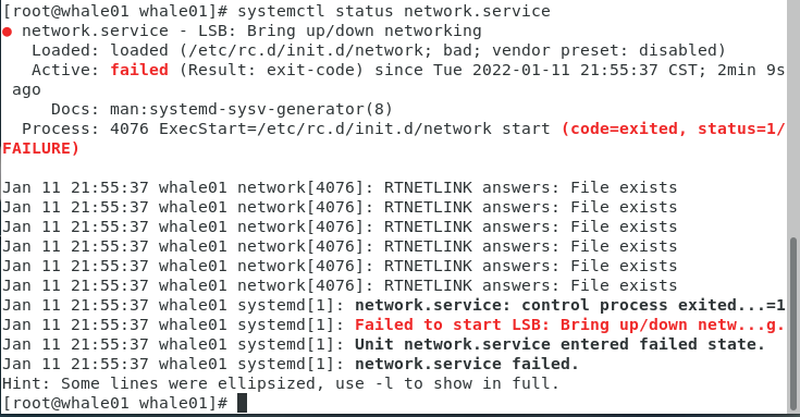 service network restart 出现错误 - 夜行&迷者 - 博客园