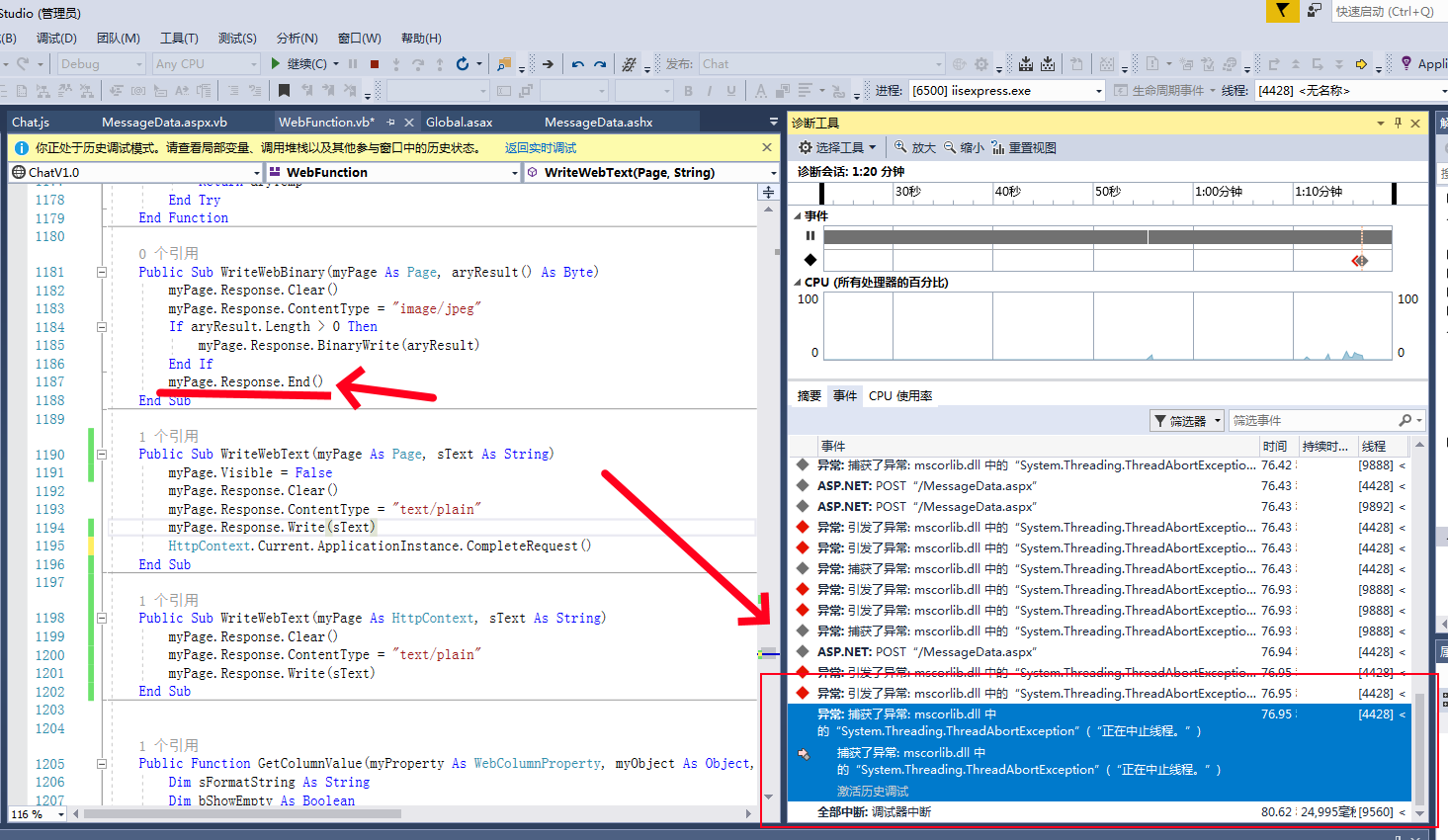 ASP.NET 引发了异常: mscorlib.dll 中的“System.Threading.ThreadAbortException”(“正在中止线程。”) 错误解决办法 ...