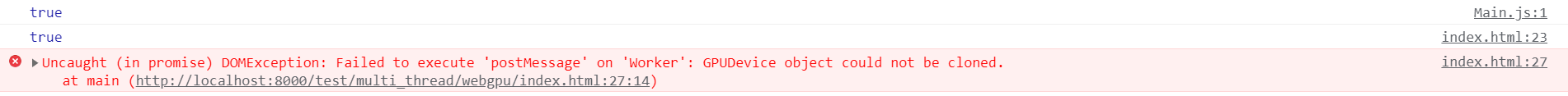 why postMessage GPUDevice to worker cause DataCloneError when cross-origin isolated capability ...