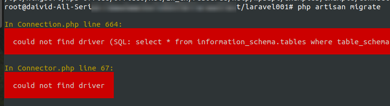 执行命令：php artisan migrate 报错“In Connection.php line 664: ” - daivid - 博客园