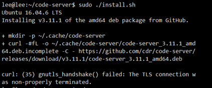 ubuntu-server-amd64脚本安装vscode出现curl: (35) gnutls_handshake() failed: The TLS connection was non ...