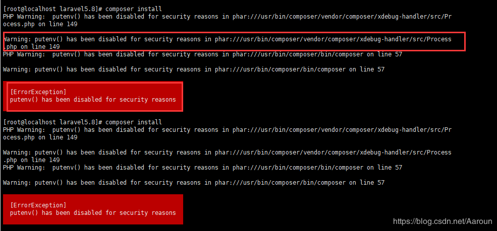 Lnmp安装composer Install时出现warning Putenv Has Been Disabled For
